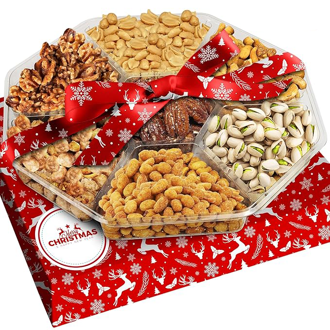 Christmas Nuts Gift Basket for Holiday Season, Premium Mixed Nut Assor